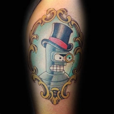 40 Bender Tattoo Designs Für Männer Futurama Robot Ink Ideas Mann