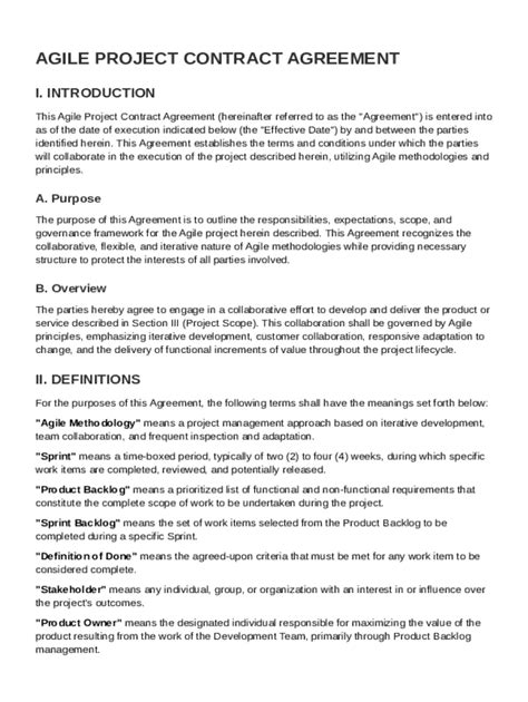 Agile Project Contract Template Form Fill Out And Sign Printable Pdf