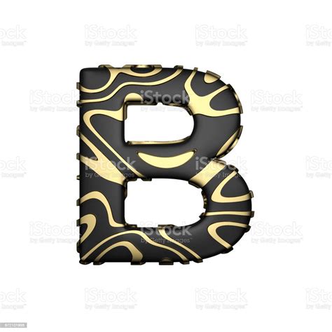 알파벳의 편지는 대문자 B입니다 검은 탄소 글꼴 황금 노랑 얼룩 3d 렌더링에 고립 된 흰색 배경 0명에 대한 스톡 사진 및 기타 이미지 Istock