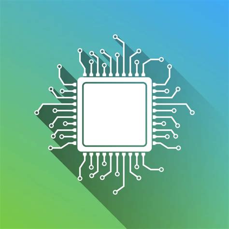 Cpu Microprocessor Illustration Vector Black Icon Light Brown Shadow White Stock Vector Image By