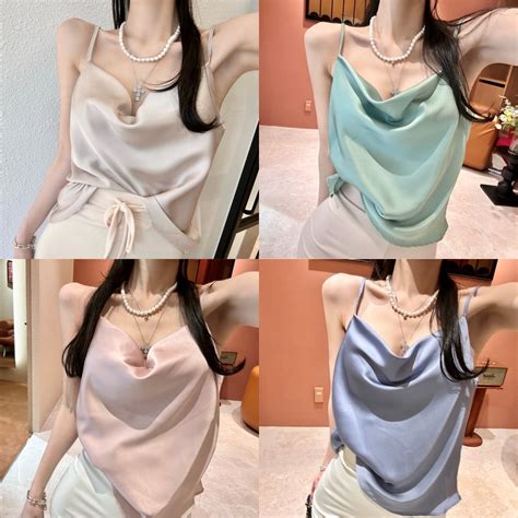 6color 엘레강스샤틴원단강추 실키 드레이프 끈나시 이너나시 실크나시 드레이프나시 고급미