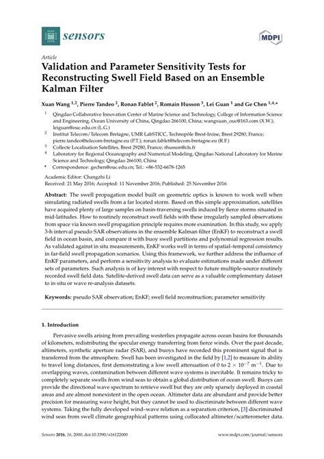Pdf Validation And Parameter Sensitivity Tests For Reconstructing Swell Field Based On An