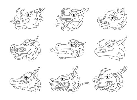 전통적인 일본 드래곤 컬러링 페이지 아시아와 동양 신화의 생물 프리미엄 벡터