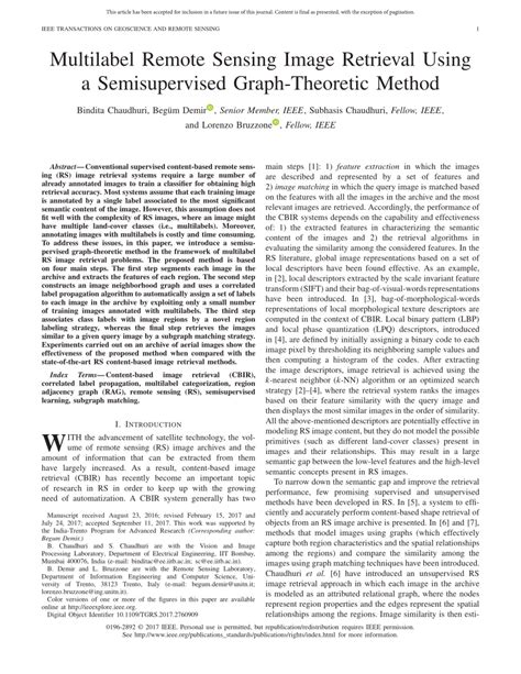 Pdf Multi Label Remote Sensing Image Retrieval Using A Semi Supervised Graph Theoretic Method