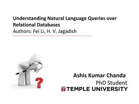 Understanding Natural Language Queries Over Relational Databases Ppt