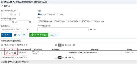 como realizar a autorização da requisição interna
