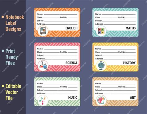 Premium Vector Subject Label For Notebook Printable Template Design Notebook Diary Label