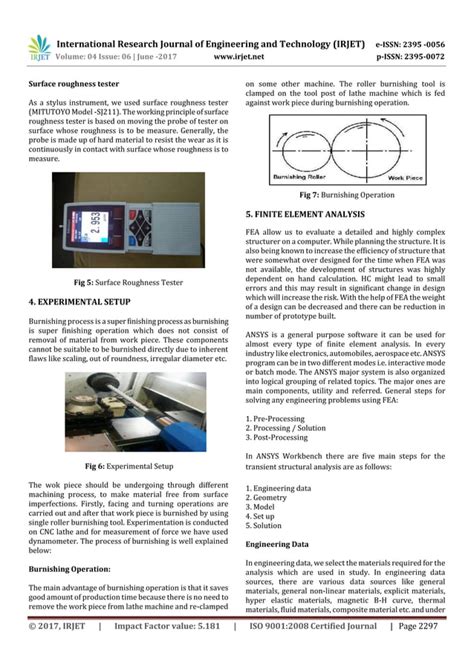 Finite Element Analysis Of Roller Burnishing Process Pdf