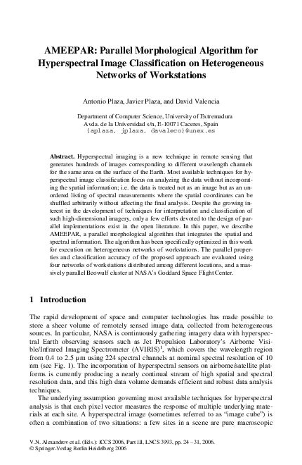 Pdf Ameepar Parallel Morphological Algorithm For Hyperspectral Image