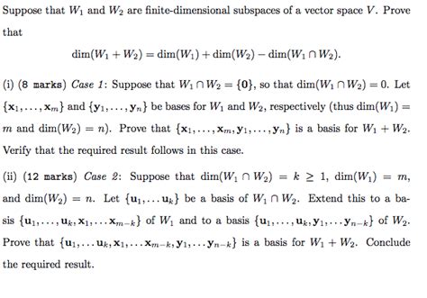 solved suppose that wi and w2 are finite dimensional