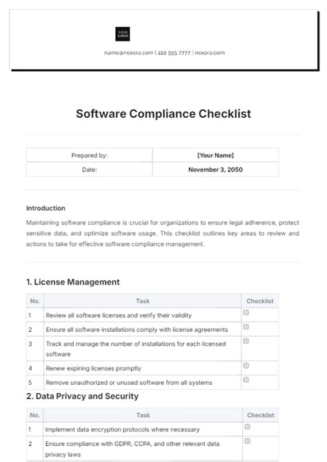 Free Software Compliance Checklist Template To Edit Online Free Software Compliance Checklist Template To Edit Online