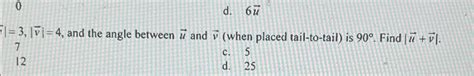 Solved D Vec U Vec V And The Angle Between Chegg Com