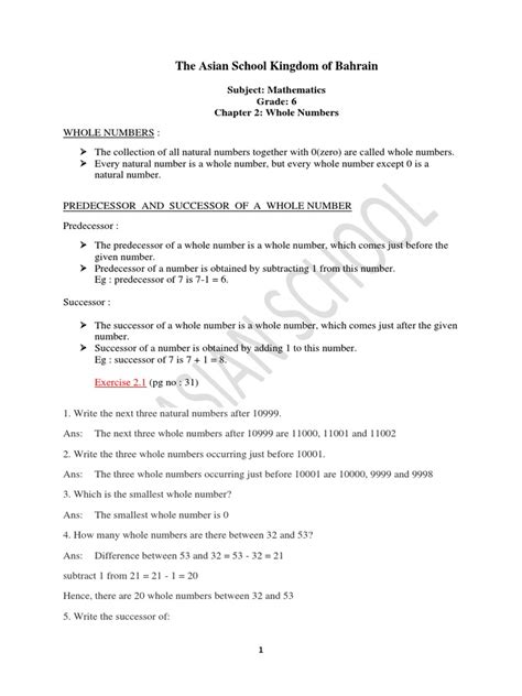 Chapter 2 Whole Numbers Pdf Natural Number Numbers