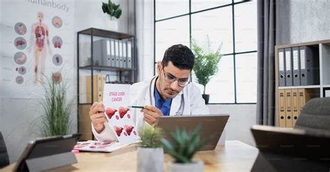 온라인 약속 의료 개념 동료 또는 환자와 온라인 화상 통화를 위해 무선 노트북을 사용하는 남성 아랍 의사 간암 퇴치 심토프 및 단계 설명 사진 Unsplash의