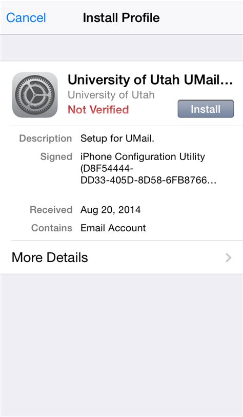 UMac University Of Utah Campus IOS Profiles Setup