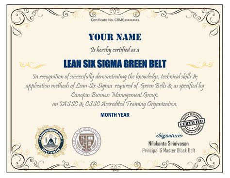 Sample Gb Certificate2 Lean Six Sigma Six Sigma Certification