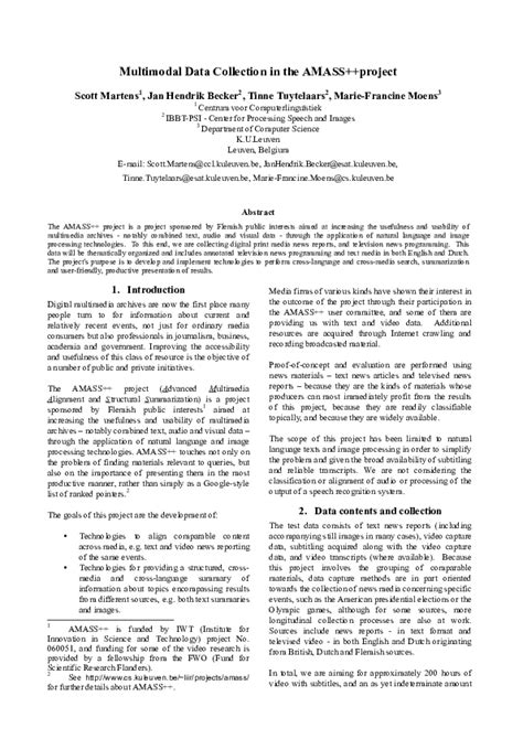 Pdf Multimodal Data Collection In The Amass Project