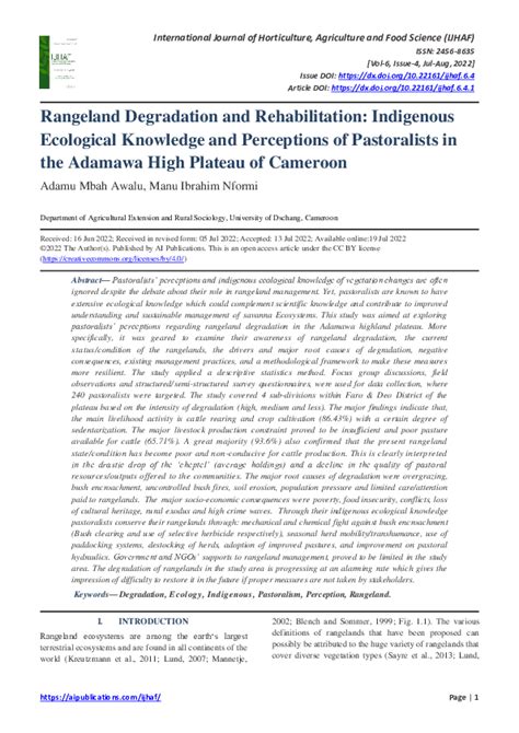 Pdf Rangeland Degradation And Rehabilitation Indigenous Ecological Knowledge And Perceptions