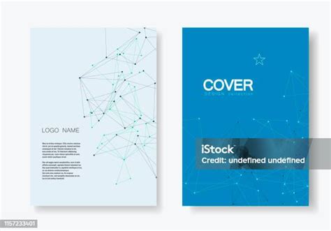 브로셔 템플릿 레이아웃 및 다각형 삼각형과 연결된 선과 점으로 커버 디자인 개념에 대한 스톡 벡터 아트 및 기타 이미지 개념