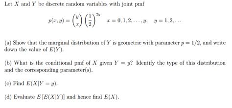 Solved Let X And Y Be Discrete Random Variables With Joint Chegg