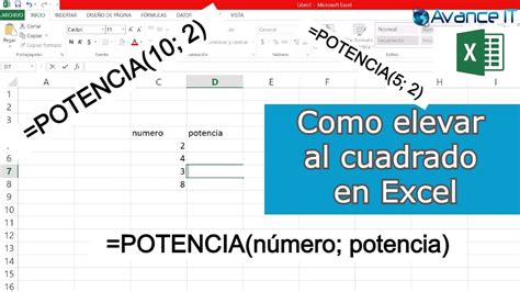 Como Elevar Al Cuadrado En Excel Youtube