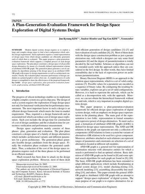 Pdf A Plan Generation Evaluation Framework For Design Space