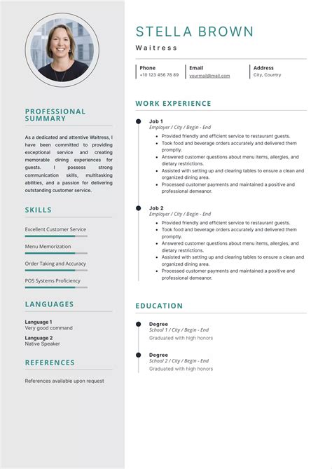 Waitress Resume Templates For A Great Start In Your Career