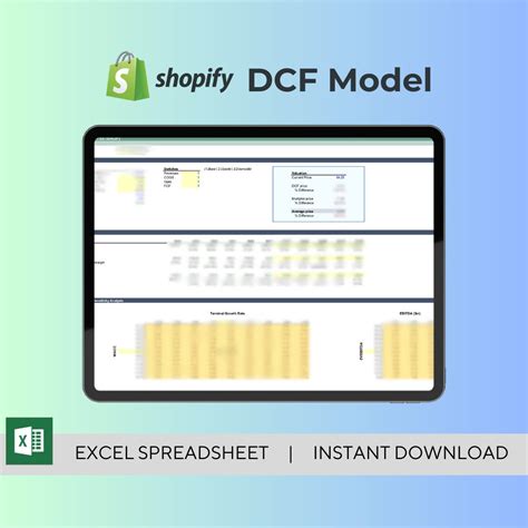 Shopify DCF Model Excel Spreadsheet With Intrinsic Value Using Historical Financials And