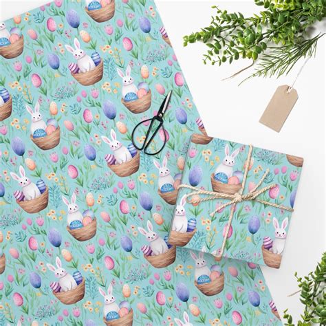 Cute Easter Wrapping Paper Easter Bunny Easter Basket Easter Egg