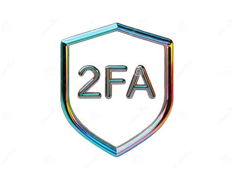 Chrome Holographic 3d Icon Outline Of A Shield With The Inscription 2fa Two Factor Stock