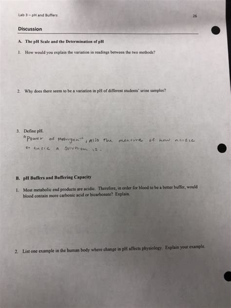 Solved Lab 3 Ph And Buffers Discussion A The Ph Scale And