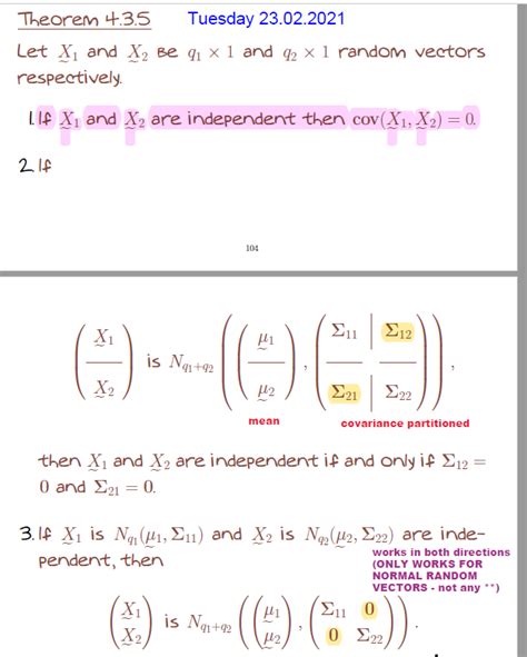Multivariate Analysis Determining Independence Dependence Normal