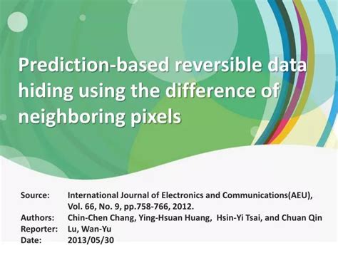 Ppt Prediction Based Reversible Data Hiding Using The Difference Of