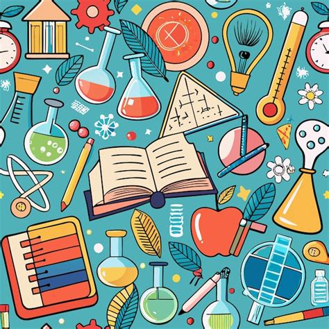 Learn Discover And Explore Science Education Illustrated Seamless Pattern Premium Ai Generated