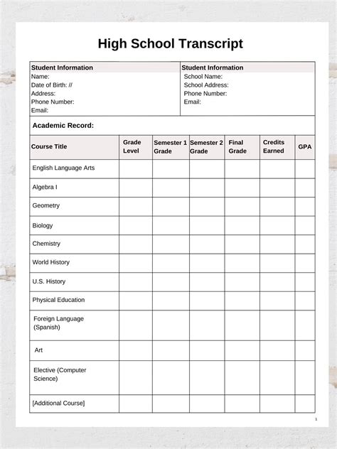 High School Transcript Homeschool Transcript Printable Official Transcript Editable Canva