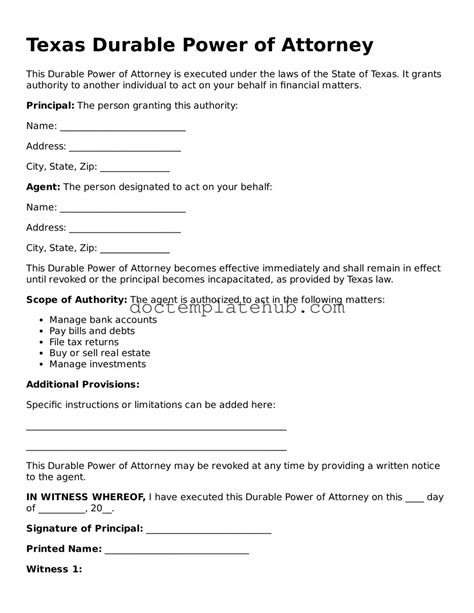 Make Your Texas Durable Power Of Attorney With Our Fillable Template