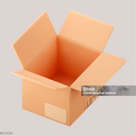 회색 배경에 고립된 기호가 있는 3d 판지 열기 상자 아이콘입니다 깨지기 쉬운 케어 사인 기호가 있는 배송 화물 상자를