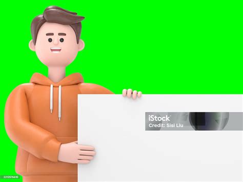 남성 남자 Qadir의 3d 그림은 흰색 빈 보드와 함께 서 있습니다 그린 스크린 Mockup3d 푸티지 및 클리핑 패스를 그린 스크린에서 렌더링합니다 경영자에 대한 스톡