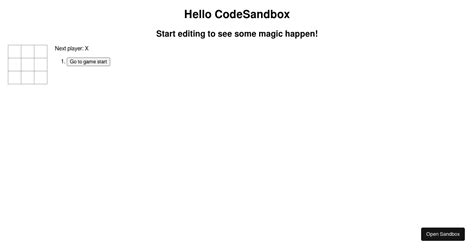 React Tictactoe Tutorial Codesandbox