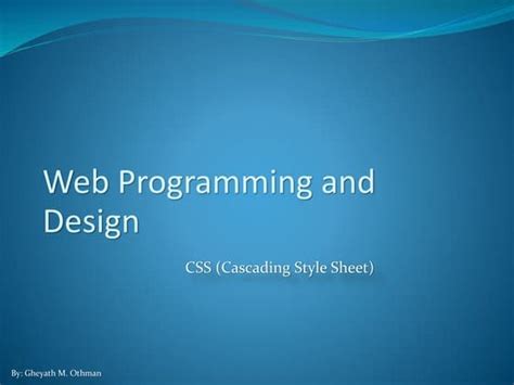 Web Design Course Css Lecture 2 Ppt