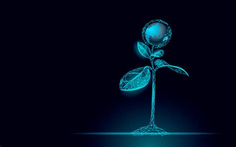 식물 새싹 생태 추상 적 개념 3d 렌더 모종 트리 잎 지구 자연 환경 성장 생명 에코 다각형 삼각형 낮은 폴리 벡터 일러스트를 저장 농업에 대한 스톡 벡터 아트 및 기타