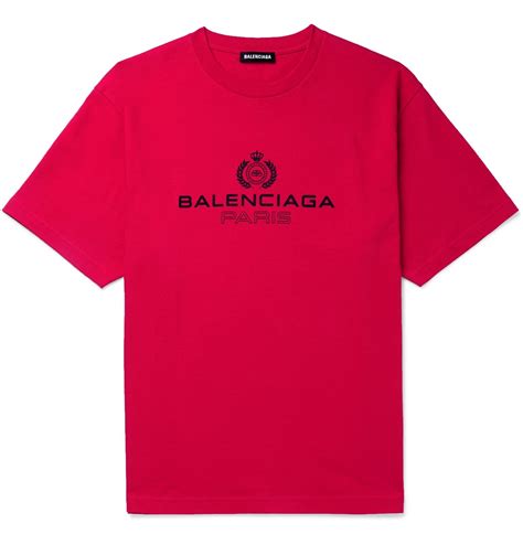 Balenciaga Logo Print Cotton Jersey T Shirt Red Balenciaga