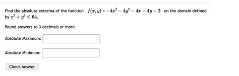 solved find the absolute extrema of the function