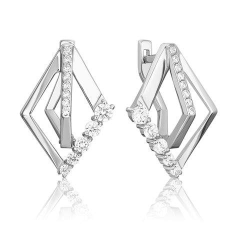 Серьги с английским замком из серебра с фианитами 02 5140 00 401 0200