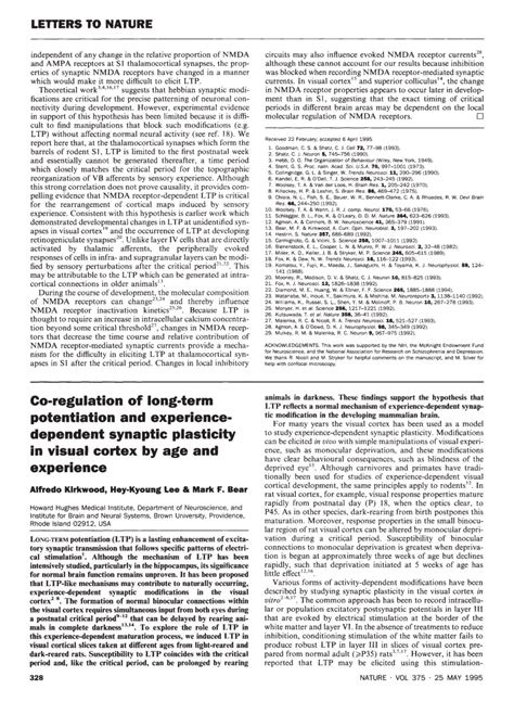 Pdf Co Regulation Of Long Term Potentiation And Experience Dependent Synaptic Plasticity In