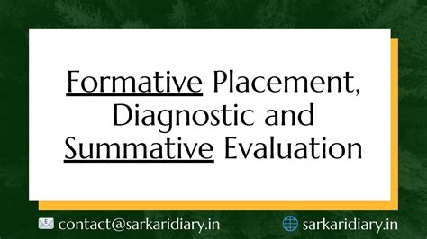 Formative Placement Diagnostic And Summative Evaluation B Ed Notes