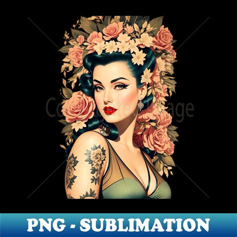 Vintage 1950s Pin Up Girl Tattoo Premium Sublimation Digit Inspire