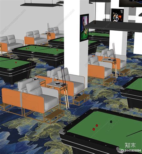 现代台球室su模型下载【id1141835094】知末su模型网