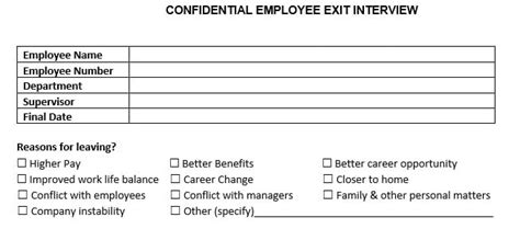 Disciplinary Termination Exit Interview Template