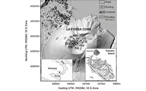 Location Map Of The Sampled Fumaroles At La Fossa Crater Vulcano